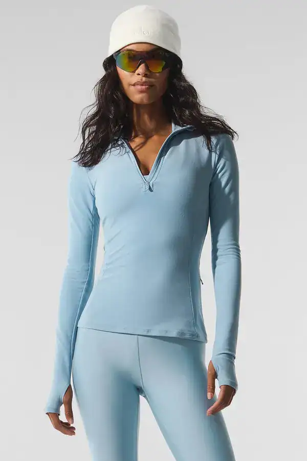 Alo Yoga 1/2 Zip Rapid Pullover Top - Celestial Blue | Editorialist
